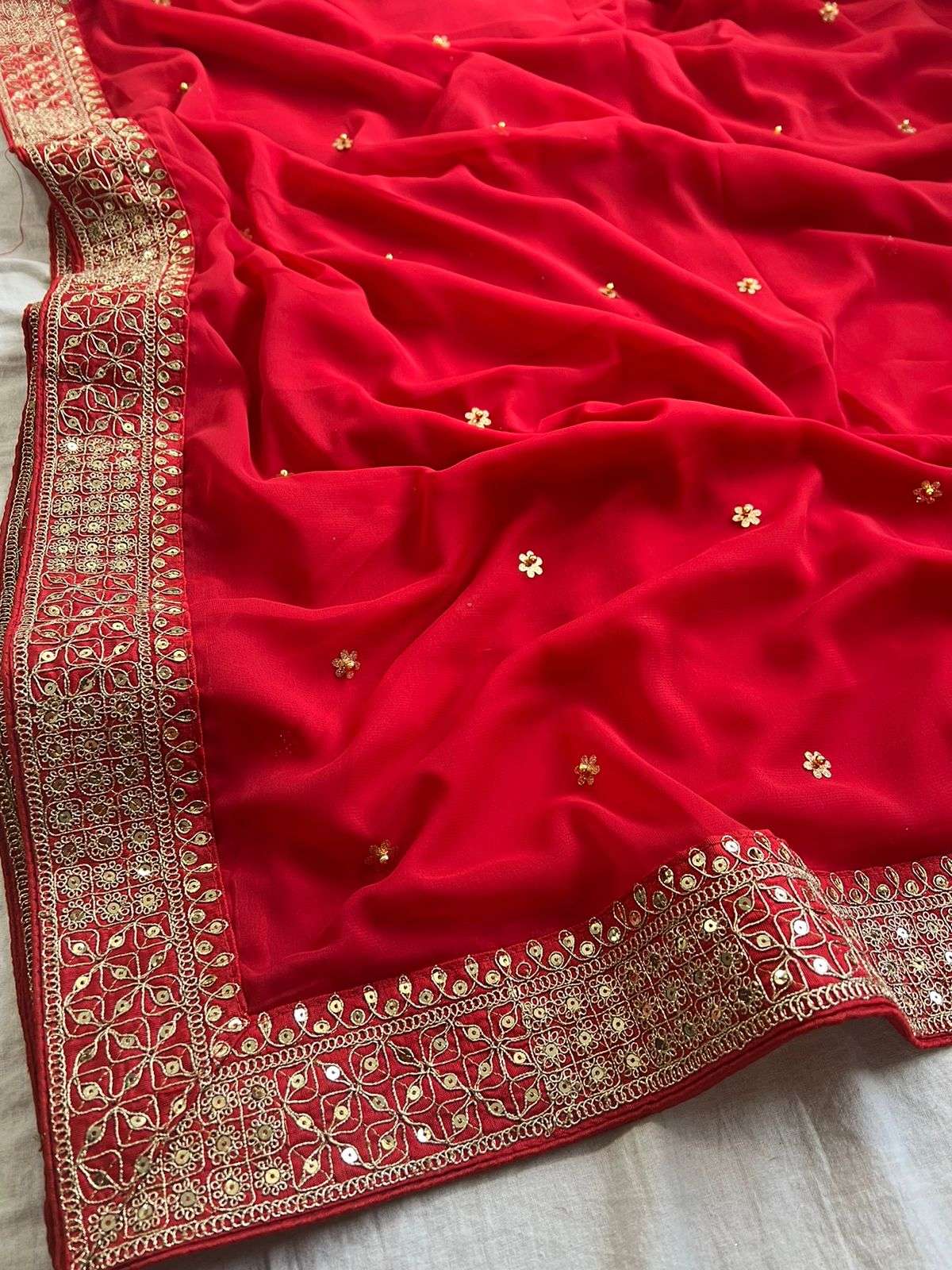 Valentine day special Georgette with Dori Thread Embroidery work saree ...