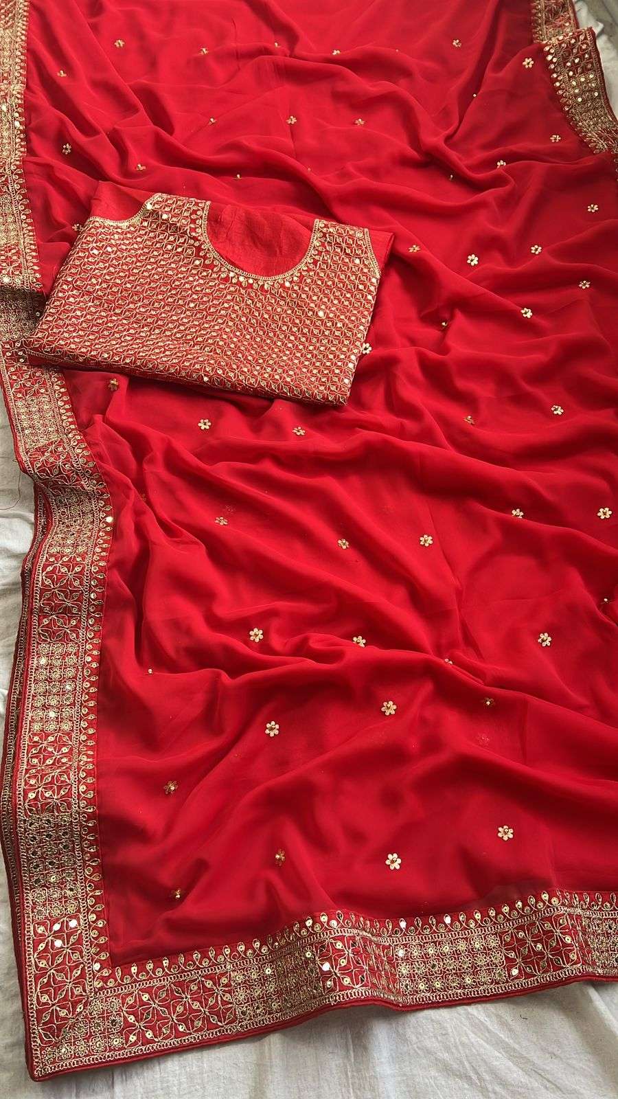 Valentine day special Georgette with Dori Thread Embroidery work saree ...