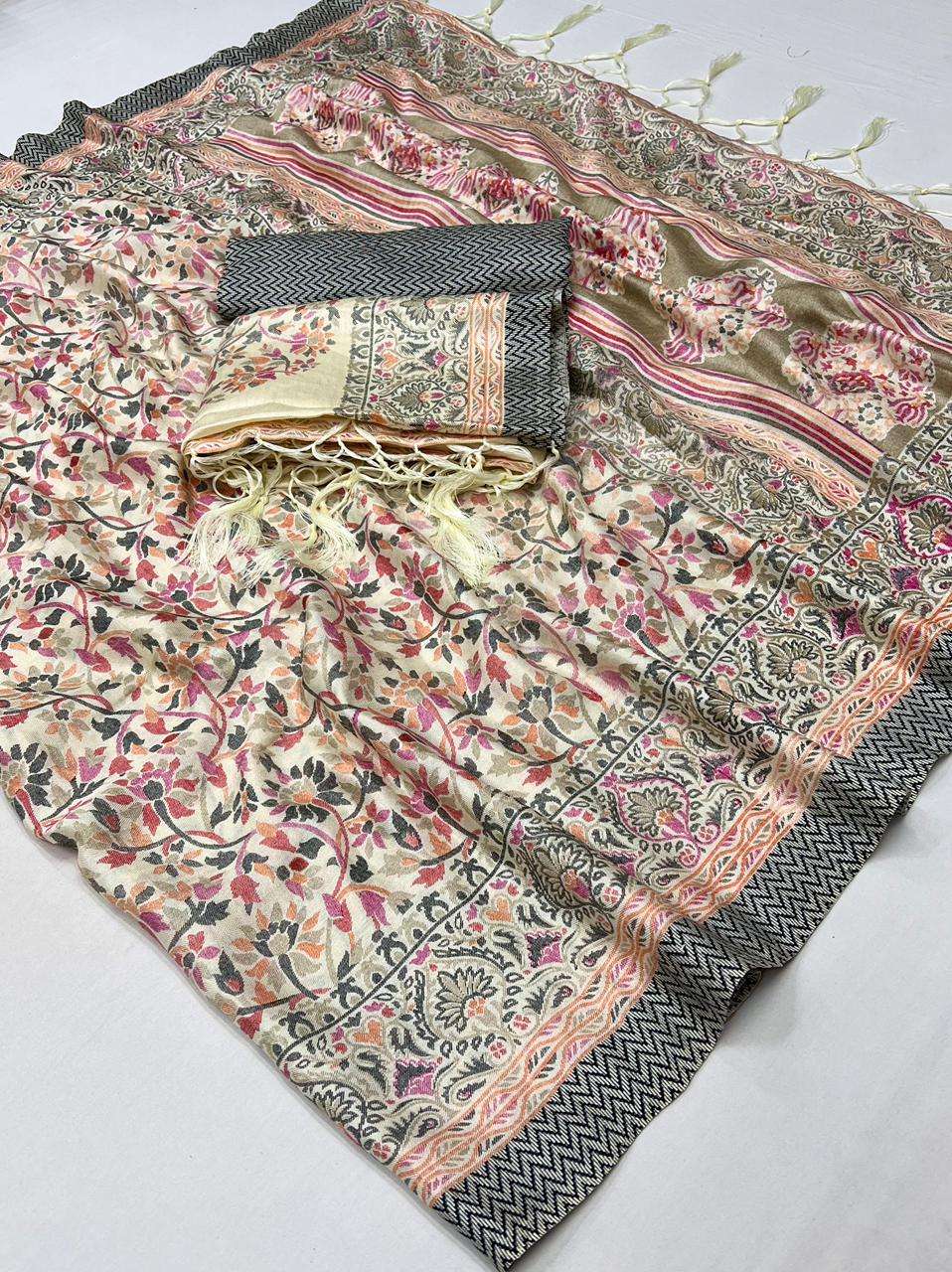 Winter Special Pashmina Silk saree with Maching Shawl Collection at ...