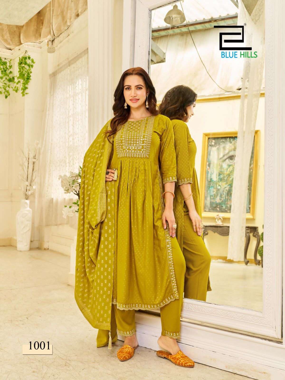 blue hills present trend capture Rayon with fancy readymade suits ...