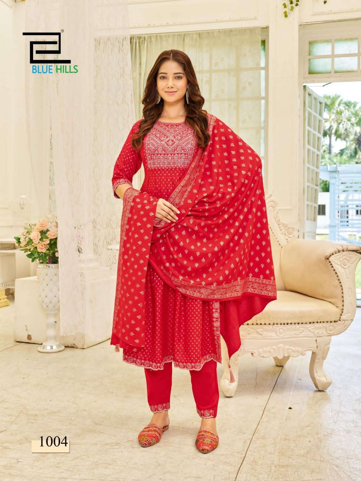 blue hills present trend capture Rayon with fancy readymade suits ...