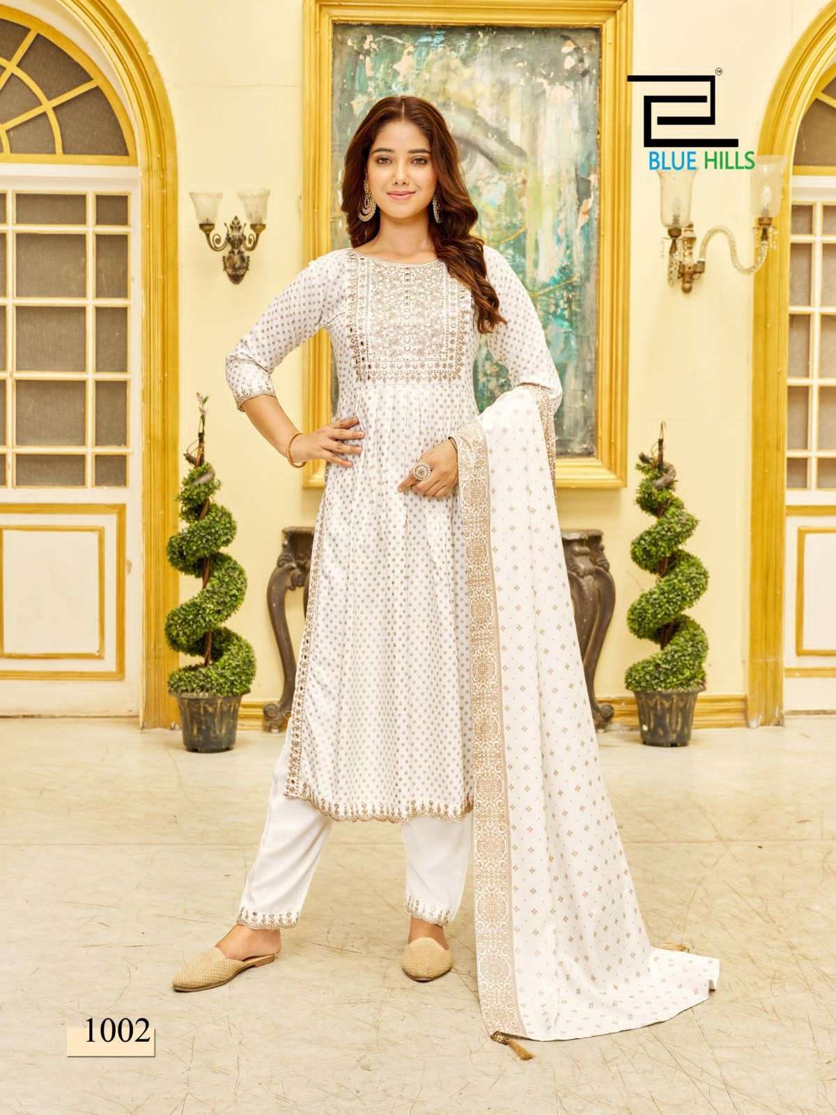 blue hills present trend capture Rayon with fancy readymade suits ...