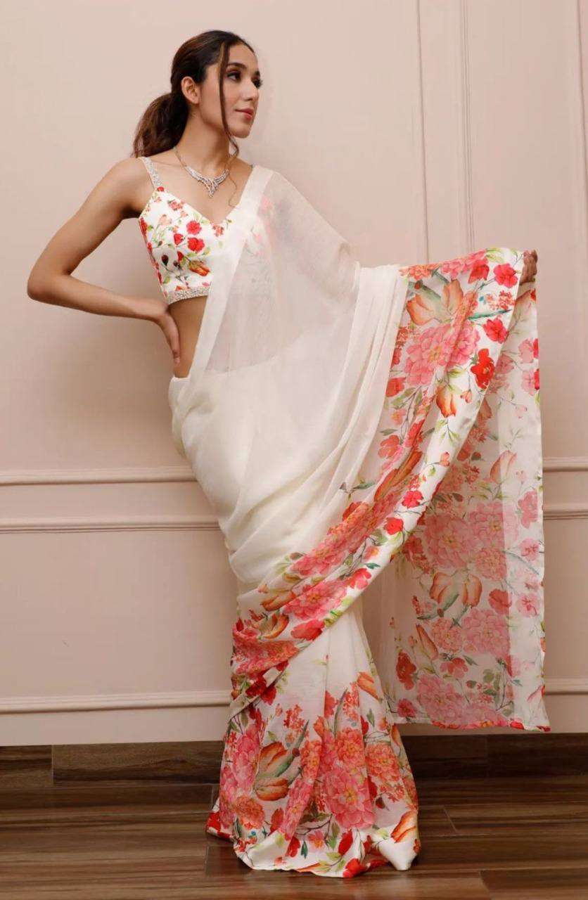 pARTY SPECIAL GEORGETTE WITH FLOWER PRINTED FANCY SAREE COLLECTION AT ...