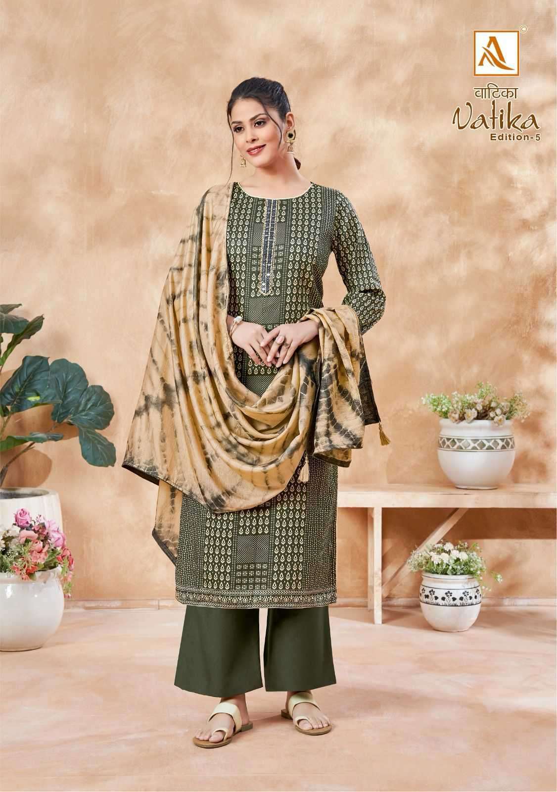 Alok Suit Vatika Edition 5 summer special rayon with printed salwar ...