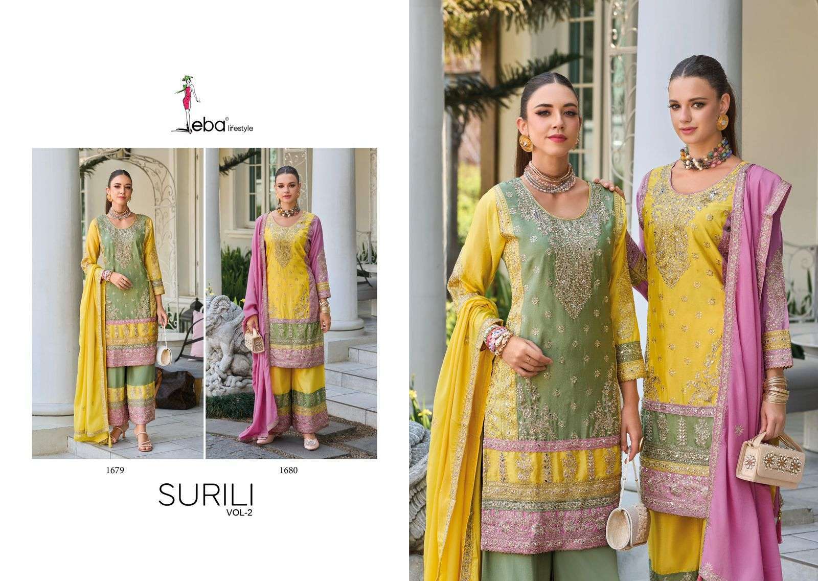 Eba Lifestyle Surili Vol 2 CHINON SILK WITH EMBROIDERY WORK READYMADE ...