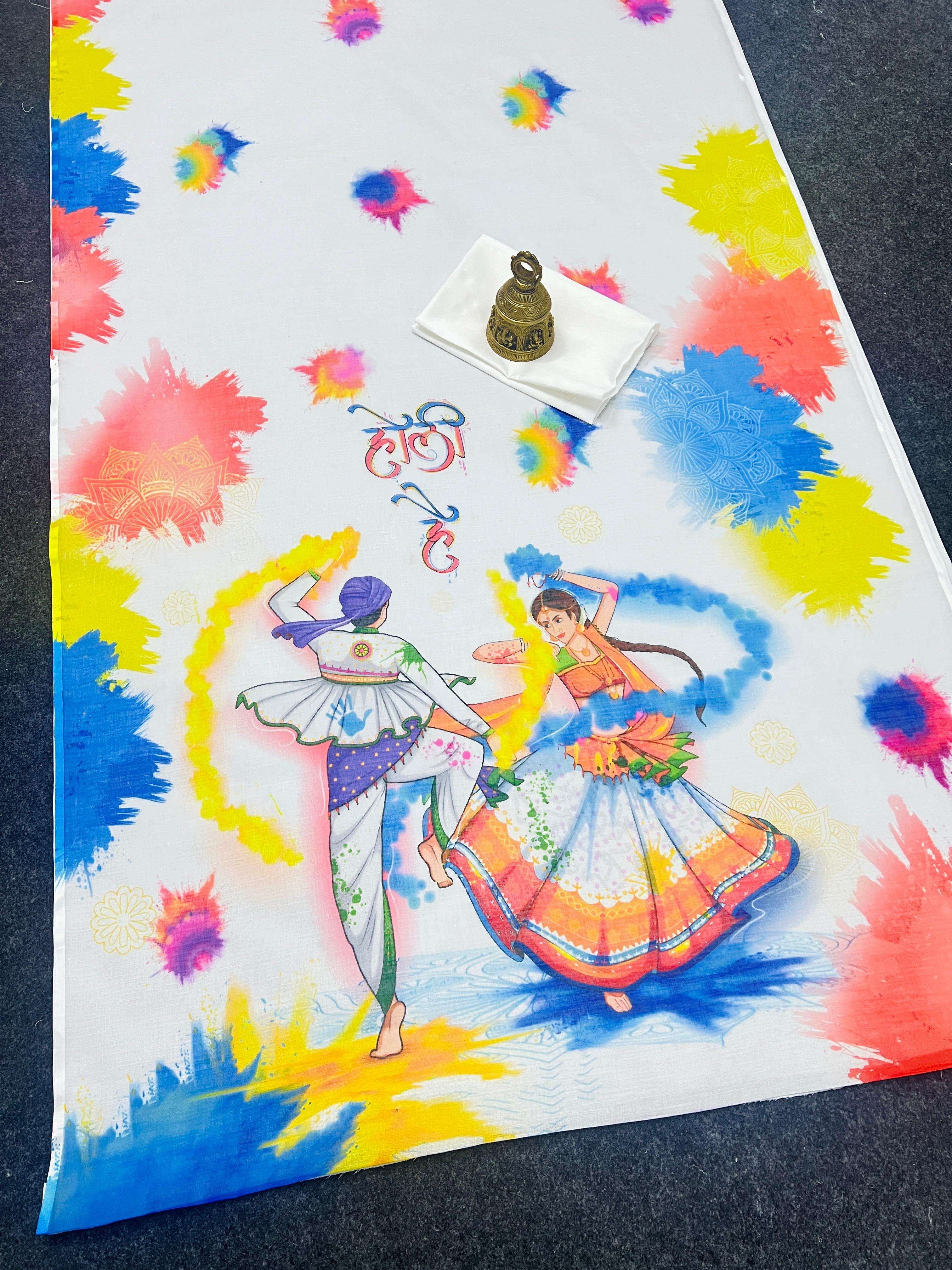 HOLI FESTIVAL SPECIAL LINEN WITH DIGITAL PRINTED SAREE COLLECITON AT ...