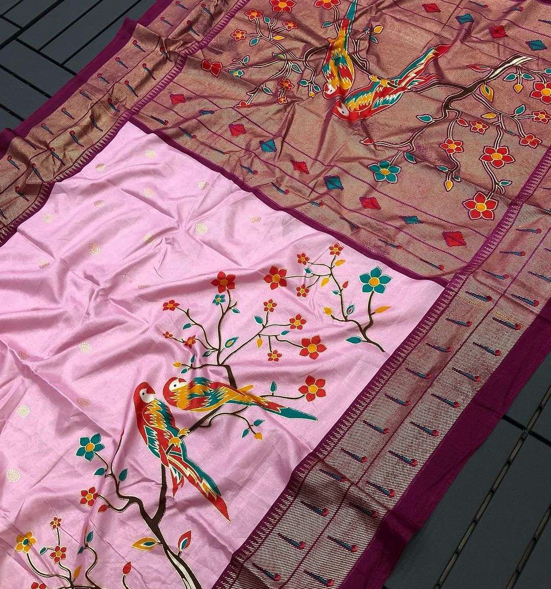 Paithani style pallu with dola silk fabrics fancy saree collection at ...