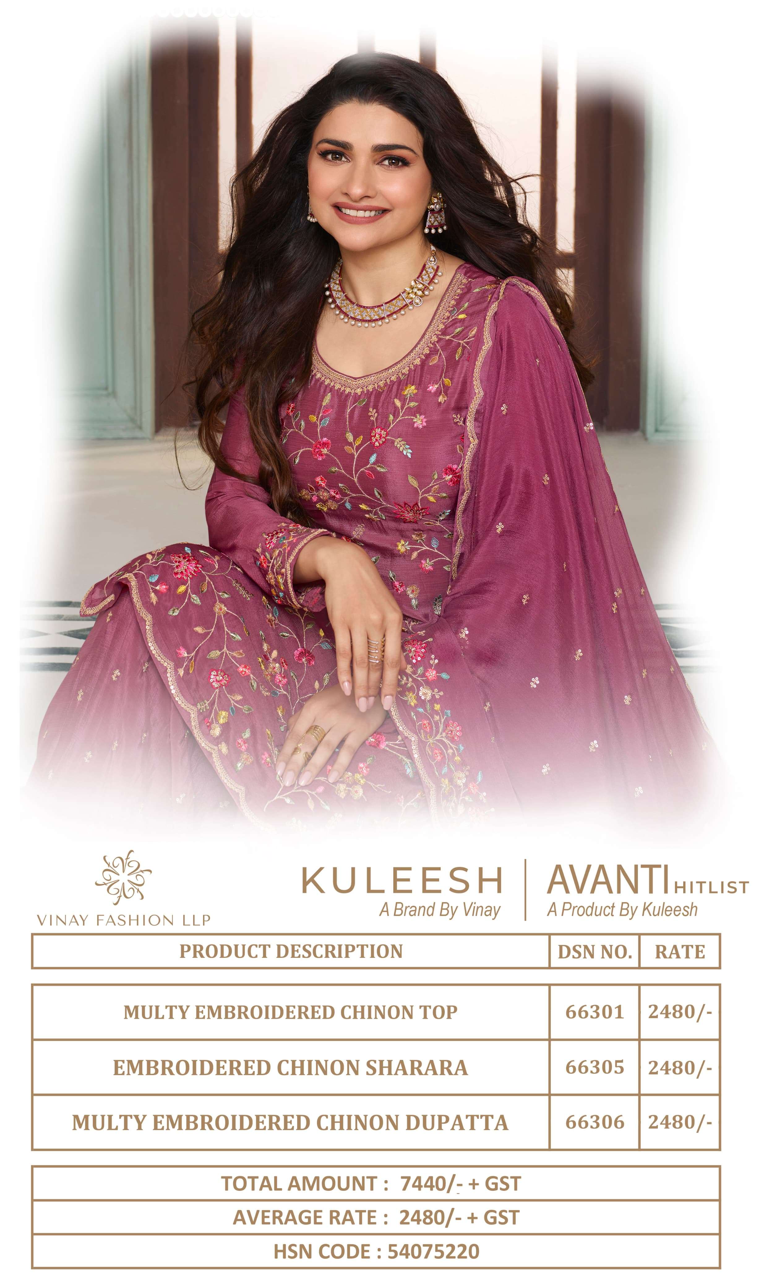 VINAY FASHION KULEESH AVANTI HITLIST CHINON SILK WITH EMBROIDERY WORK ...