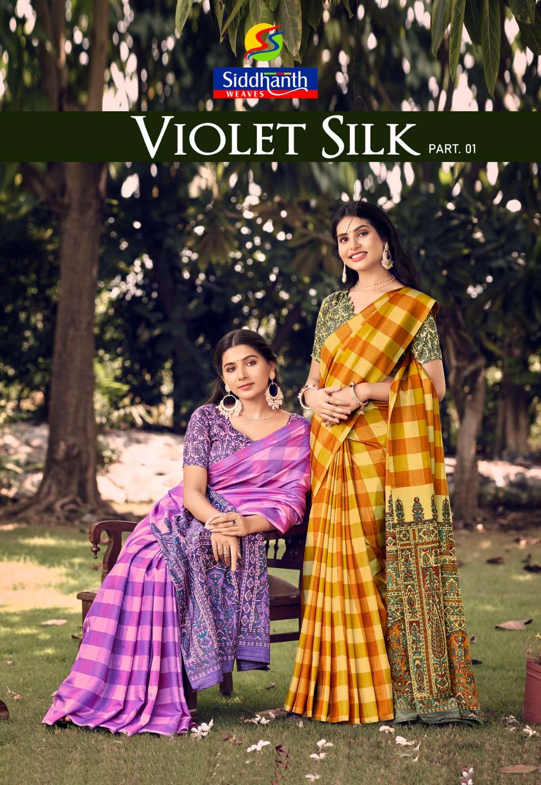 VIOLET SILK VOL 1 CREPE SILK WITH CHEX DESIGN UNIFROM STYLE SAREE ...