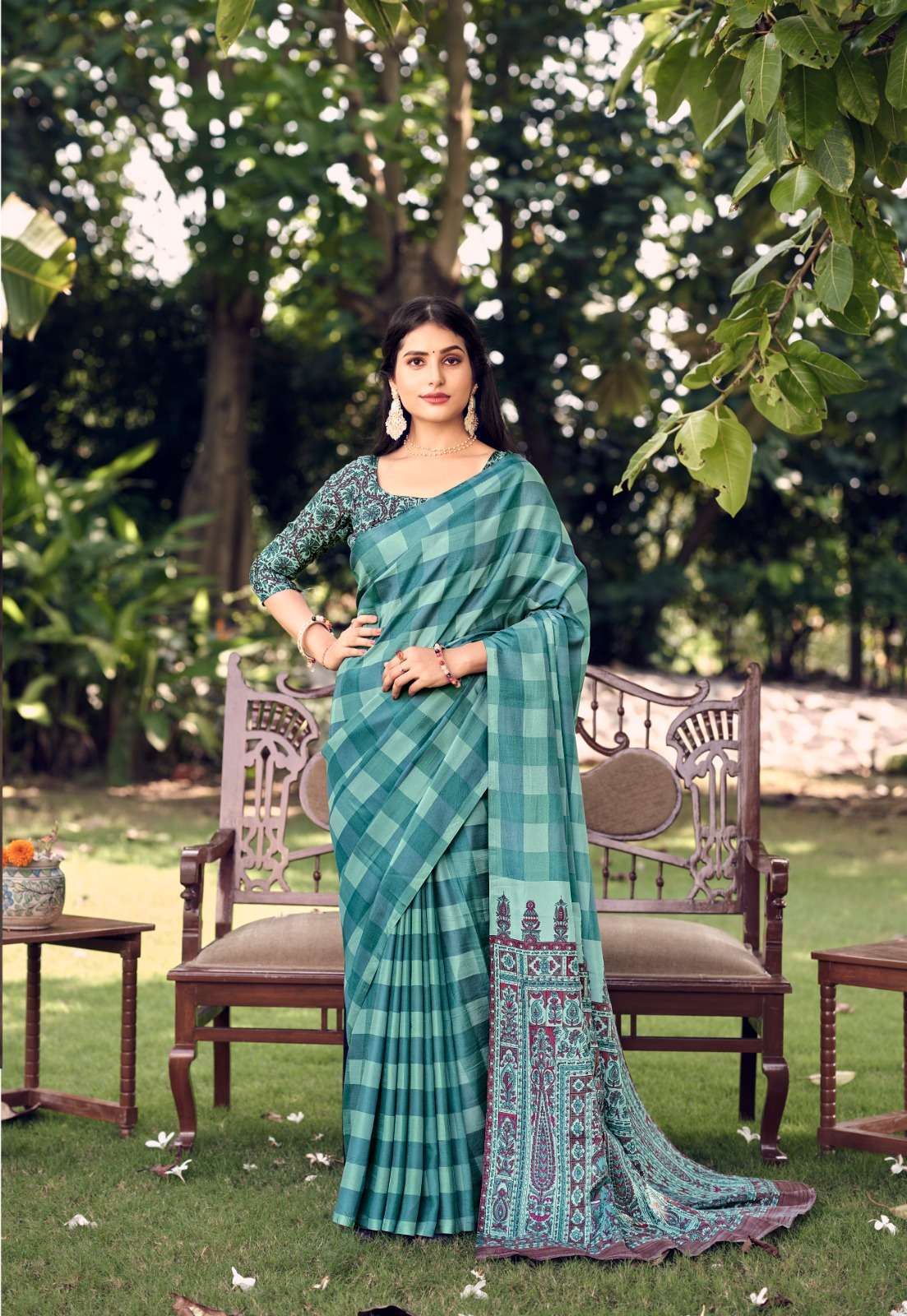 VIOLET SILK VOL 1 CREPE SILK WITH CHEX DESIGN UNIFROM STYLE SAREE ...