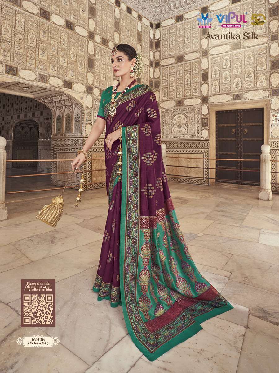 Vipul Avantika Silk Vol 2 SILK WITH WEAVING DESIGN WTHNIC WEAR SAREE ...
