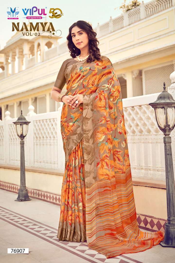 Vipul Namya Vol 2 CHIFFON WITH PRINTED FANCY SAREE COLLECTION AT BEST RATE