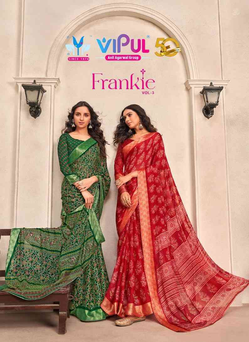 Vipul fashion Frankie vol 3 Chiffon with fancy look saree collection at ...