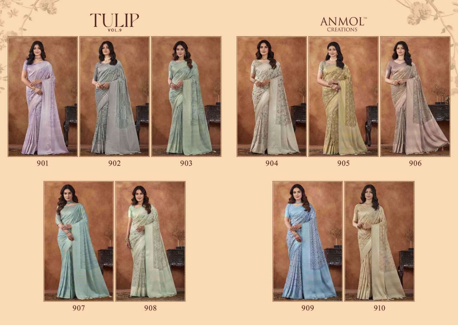 anmol creation tulip vol 9 SILK WITH DIGITAL PRINTED FANCY SAREE ...