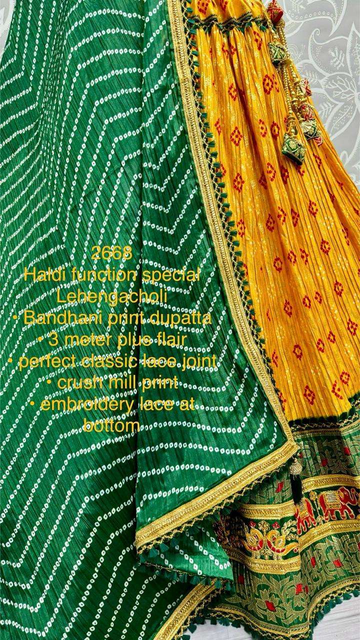 HALDI FUNCTION SPECIAL CREAP COTTON WITH TRADITIONAL BANDHANI LAHERIYA ...