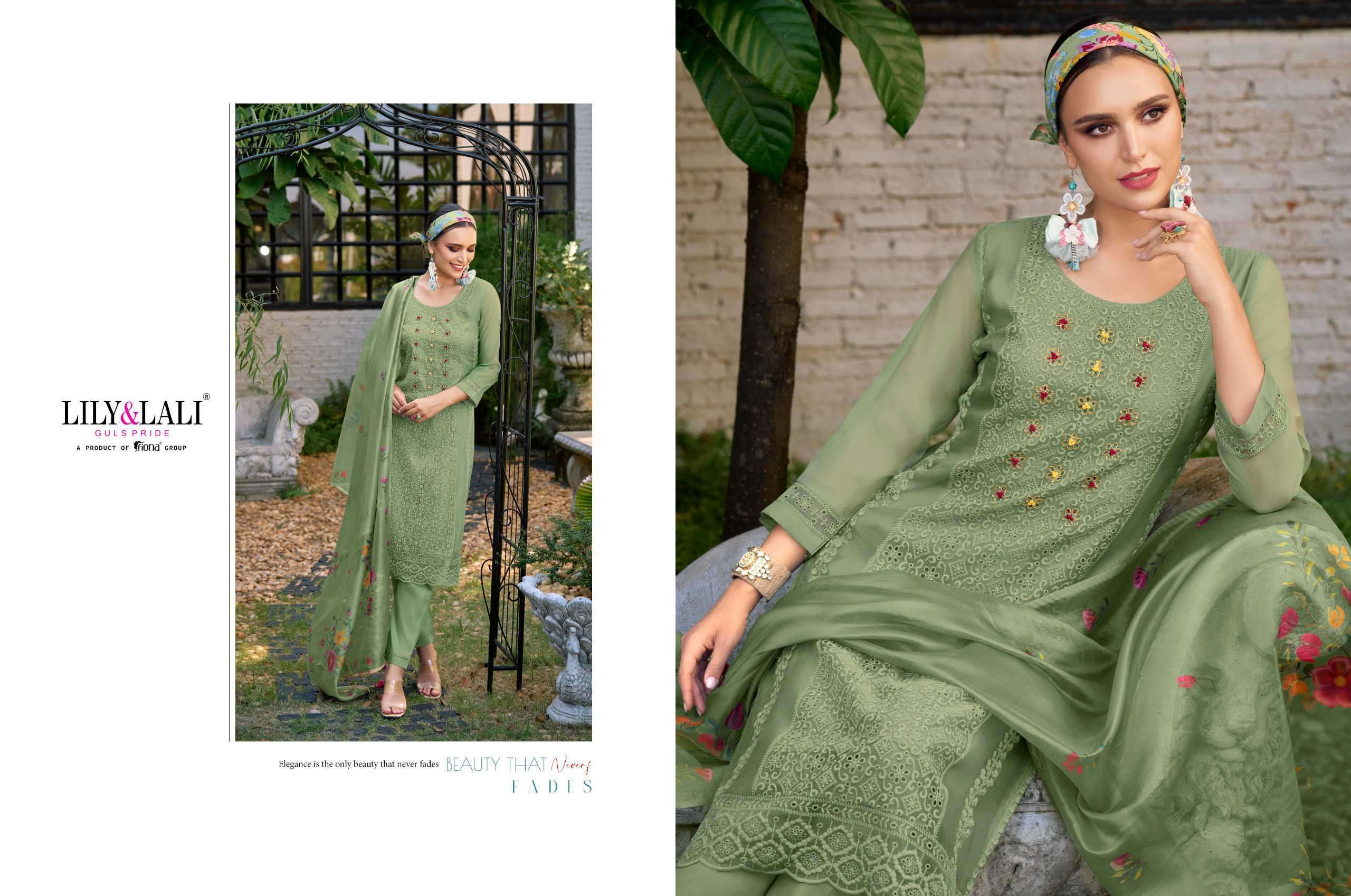 Lily And Lali Chikan Kari organza with festival special Readymade suits ...