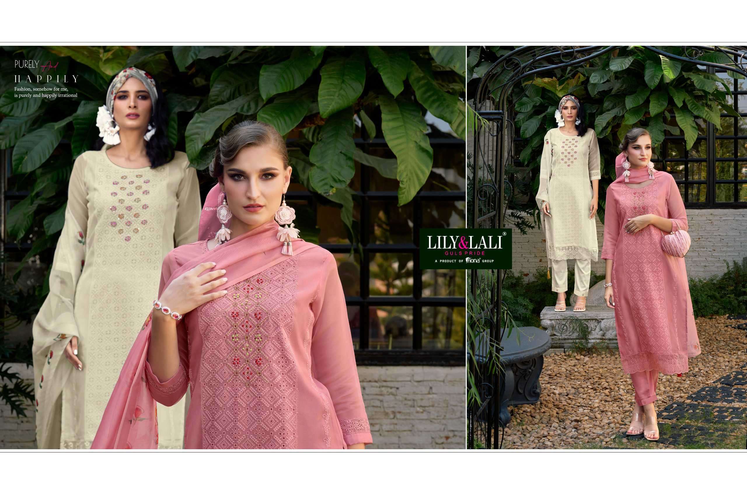 Lily And Lali Chikan Kari organza with festival special Readymade suits ...