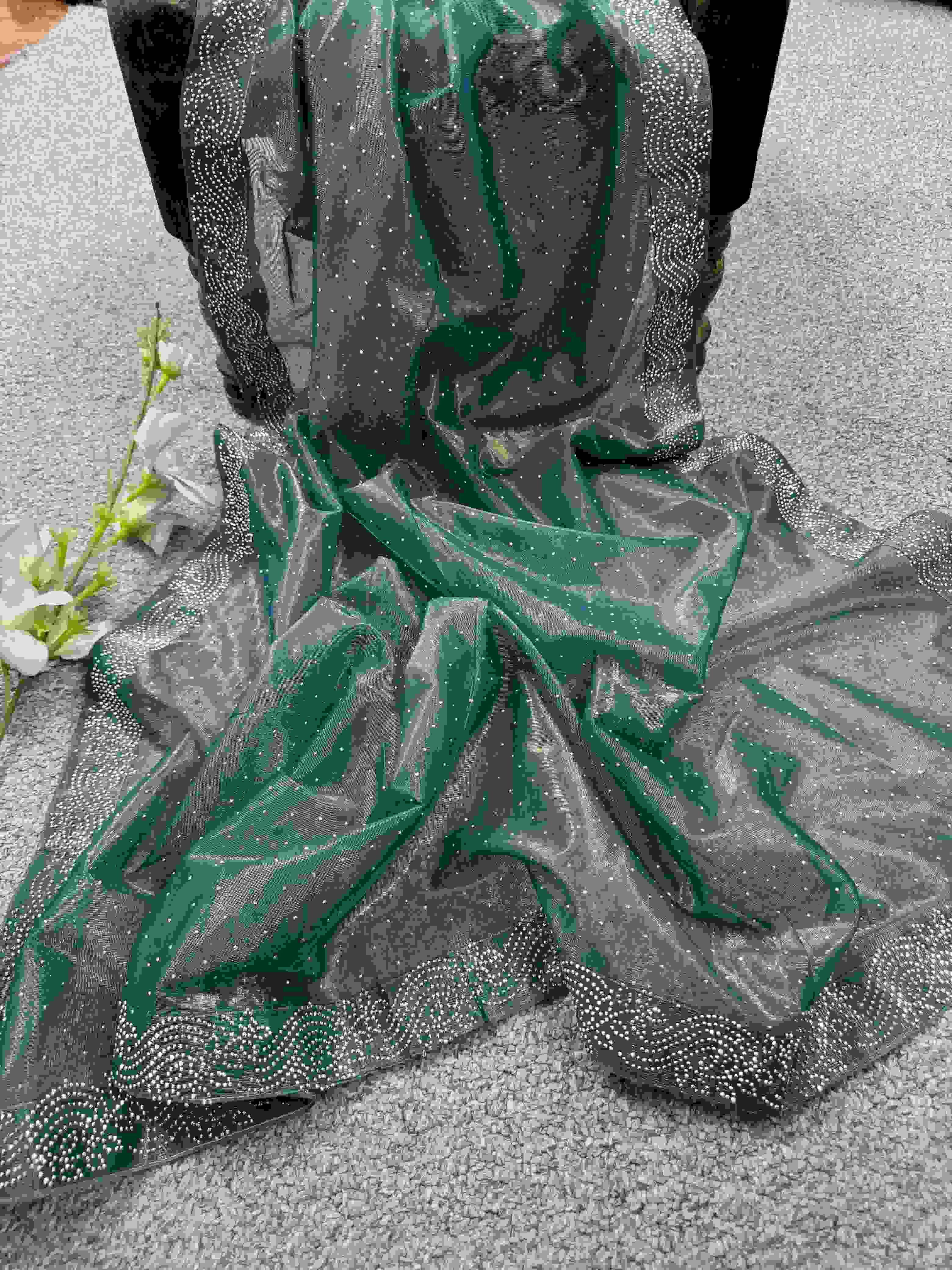 NET WITH SWAROVSKI DIAMOND WORK DESIGNER PARTY WEAR SAREE COLLECTION AT ...