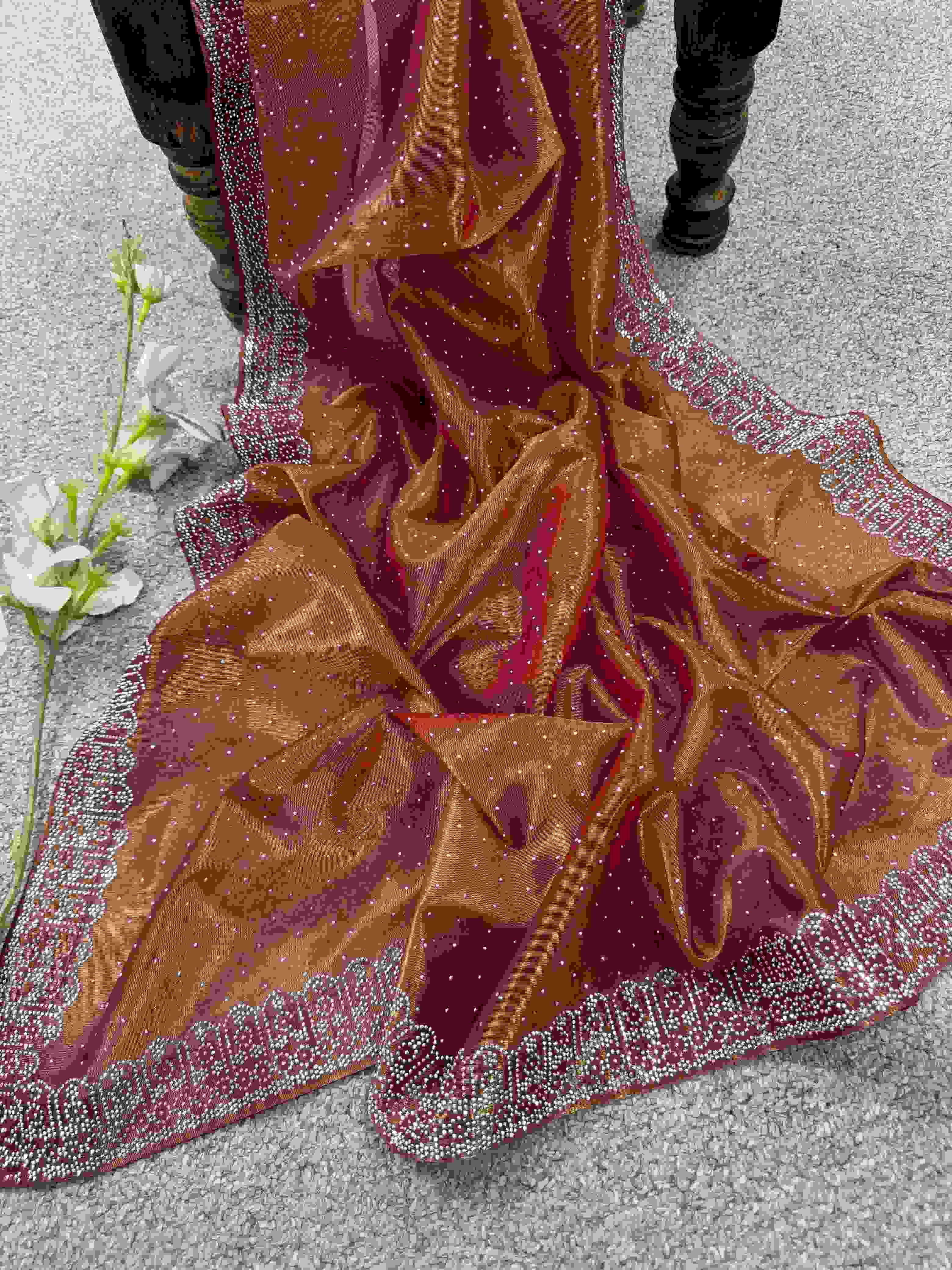 NET WITH SWAROVSKI DIAMOND WORK DESIGNER PARTY WEAR SAREE COLLECTION AT ...