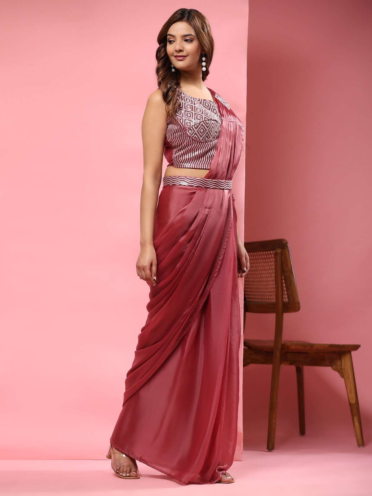 READY TO WEAR SATIN WITH PARTY WEAR LOOK SAREE COLLECITON AT BEST RATE