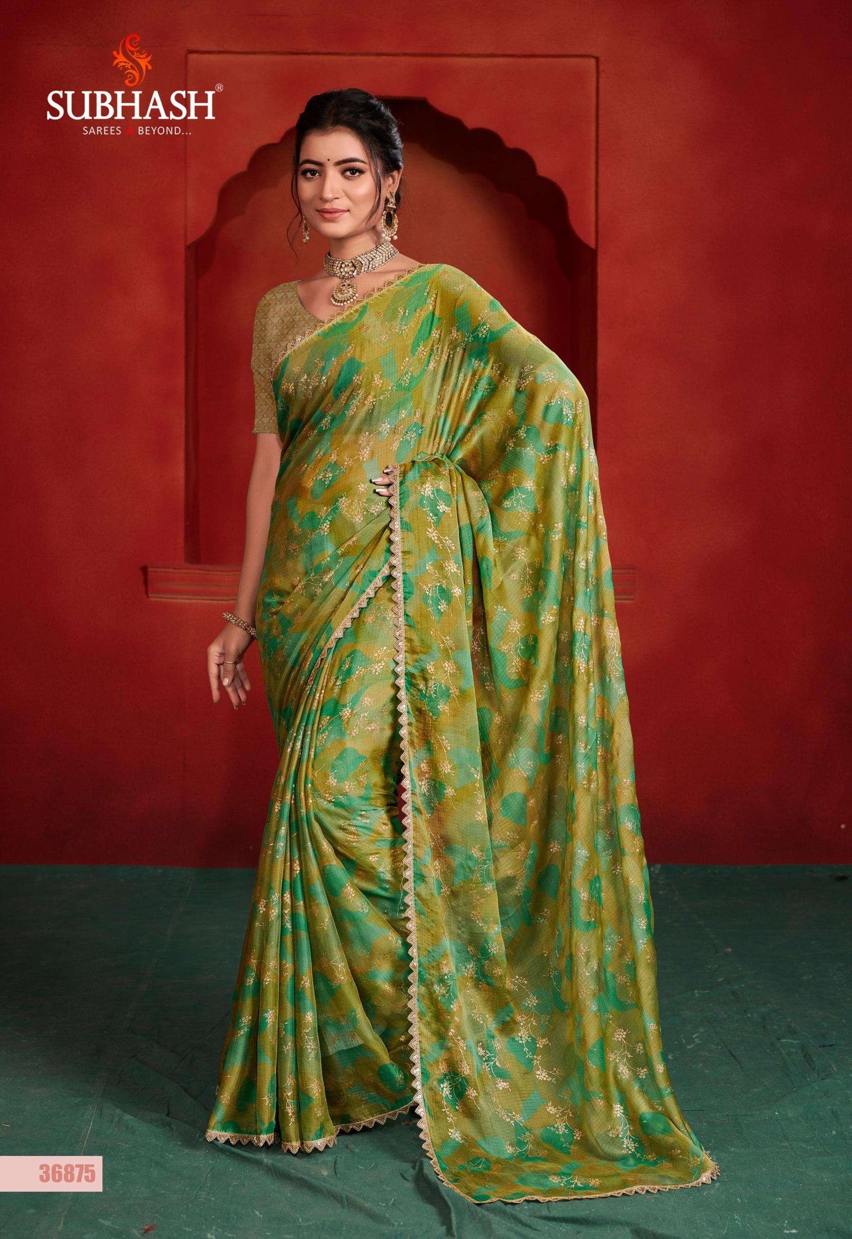 SUBHASH Eirna CHIFFON WITH FANCY PARTY WEAR LOOK SAREE COLLECITON AT ...