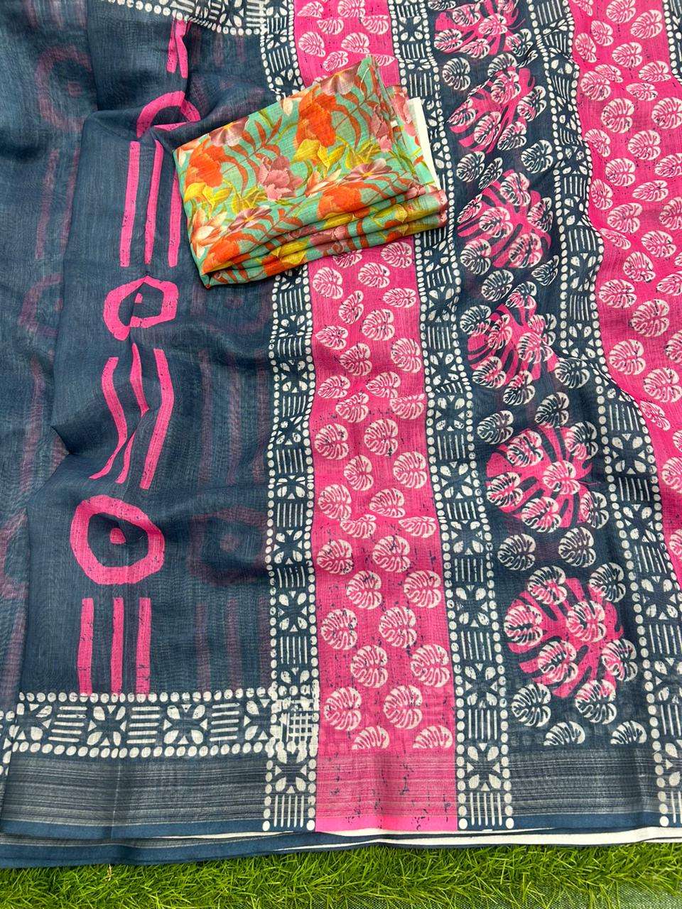 summer special linen with printed Regular wear saree colleciton at best ...