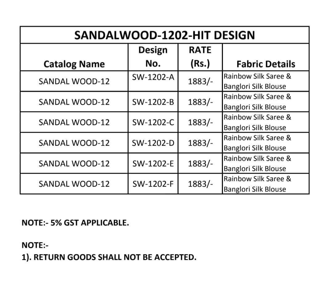 tfh sandalwood 1202 hit design colors silk with designer saree ...