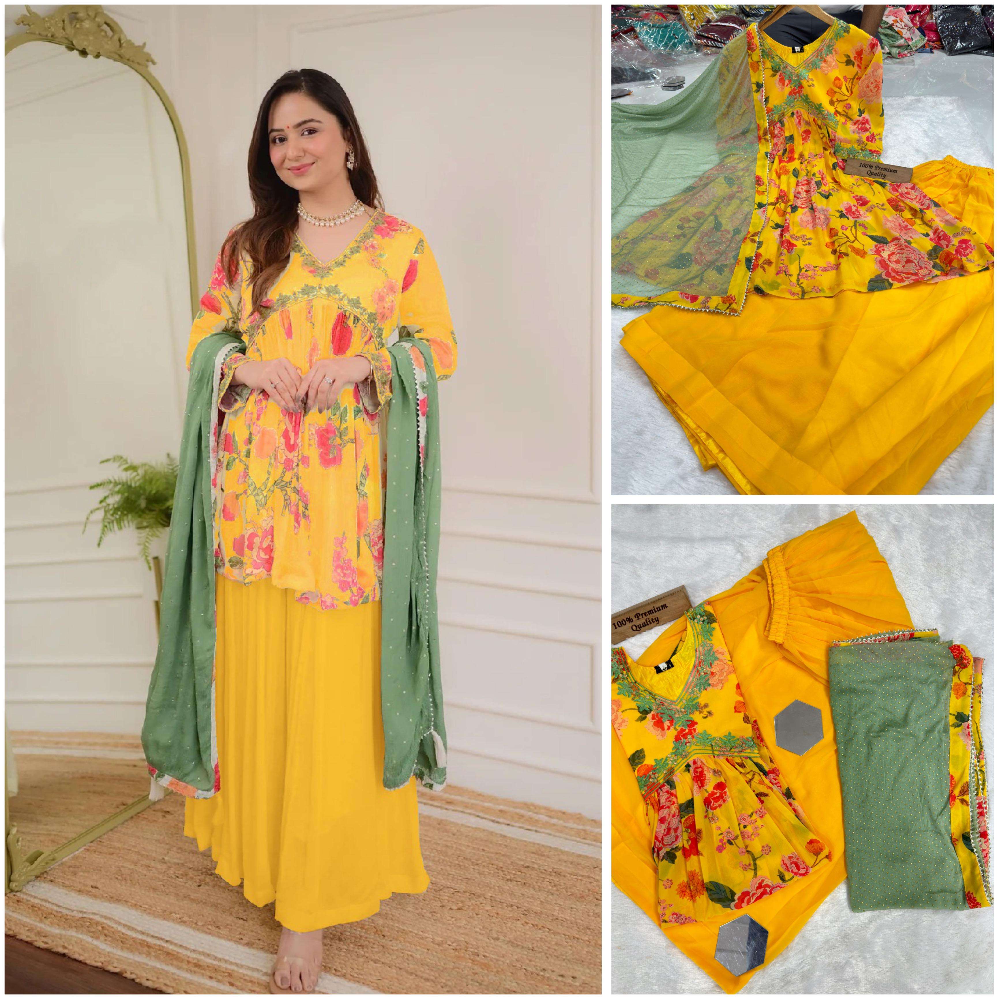 FUNCTION SPECIAL GEORGETTE WITH FLOWER PRINTED TOP WITH sharara ...