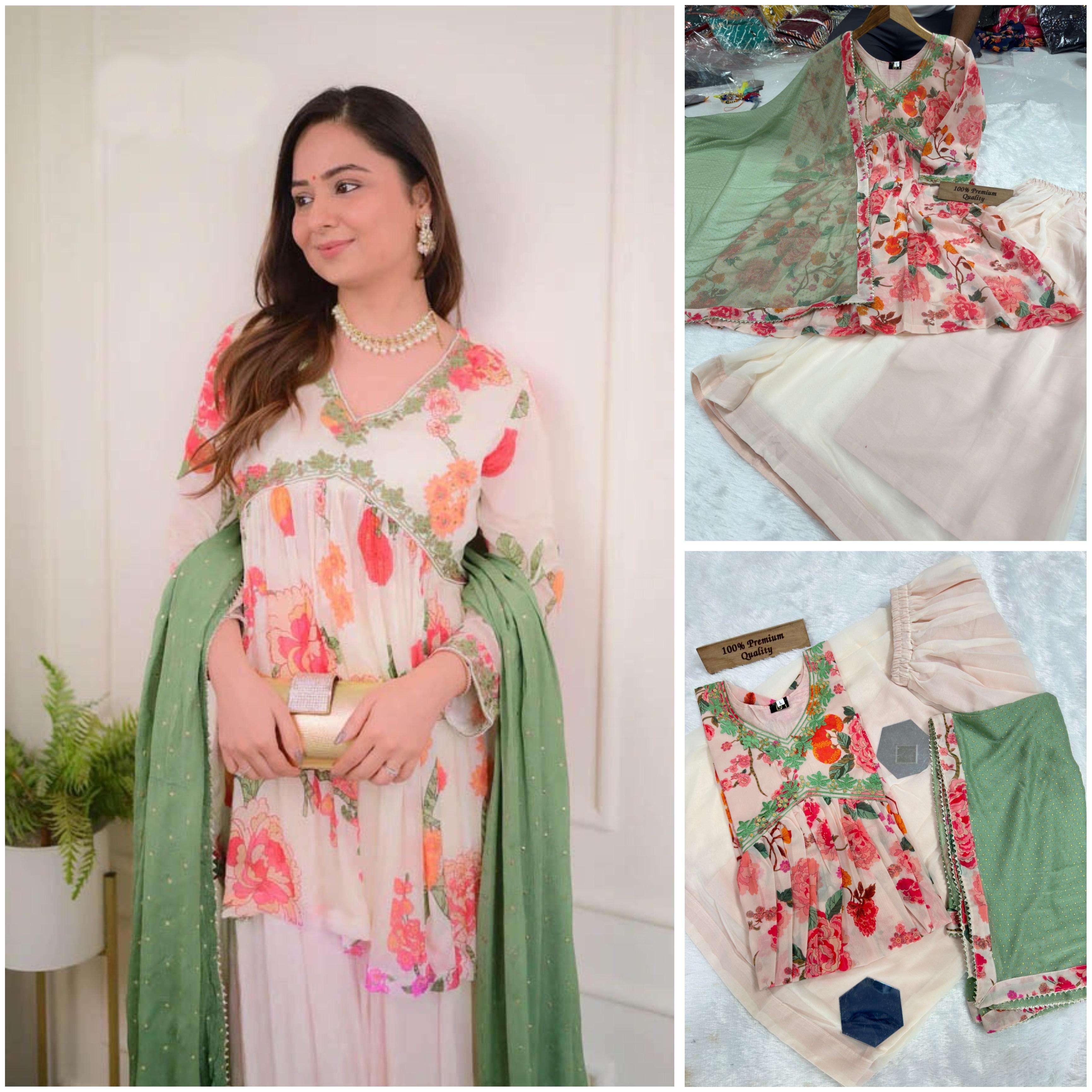 FUNCTION SPECIAL GEORGETTE WITH FLOWER PRINTED TOP WITH sharara ...