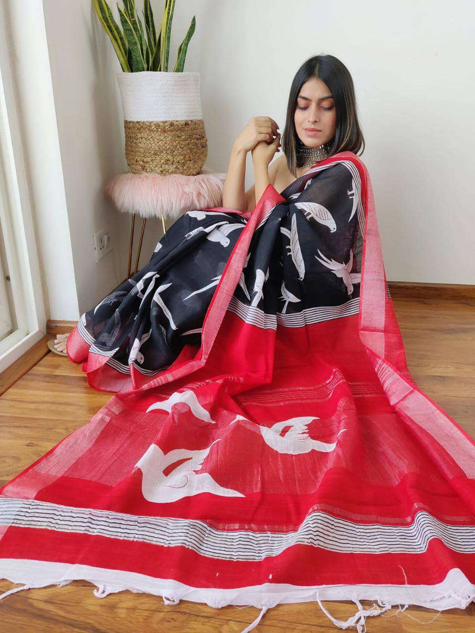 LINEN WITH DIGITAL PRINTED PARTY WEAR SAREE COLLECTION