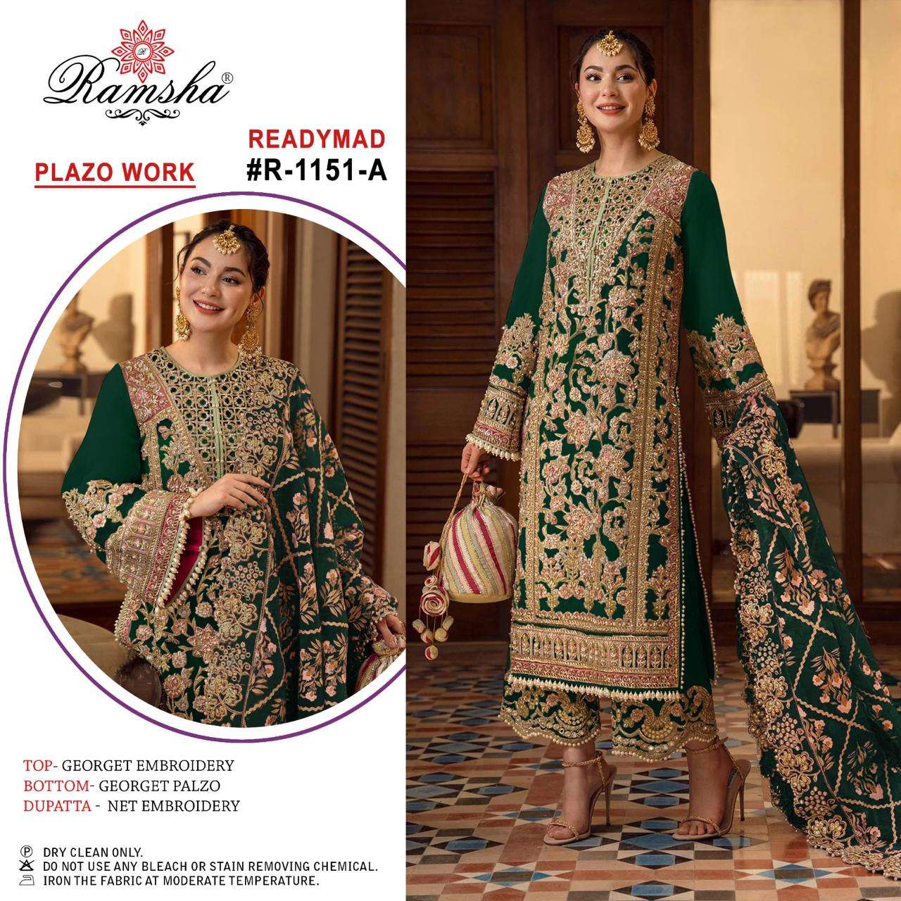 RAMSHA 1151 GEORGETTE WITH EMBROIDERY WORK DESIGNER READYMADE PAKISTANI ...