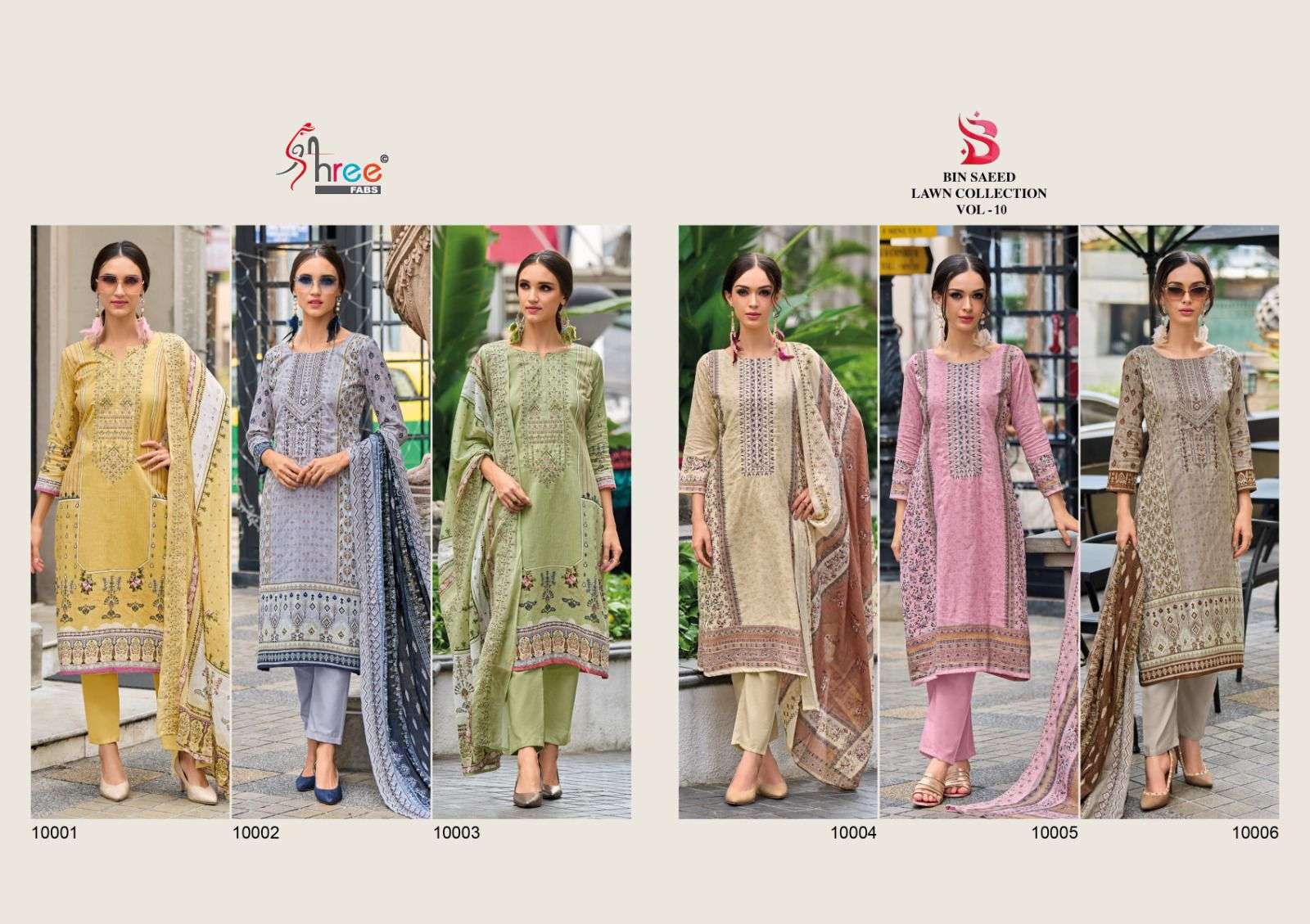 SHREE FABS BIN SAEED LAWN COLLECTION VOL 10 LAWN COTTON WITH PRINTED ...