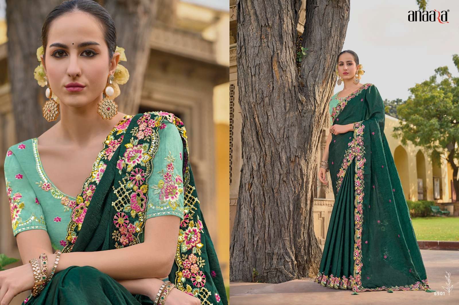 TATHASTU 6900 SERIES SILK WITH HEAVY HAND WORK SAREE SUPPLIER IN SURAT