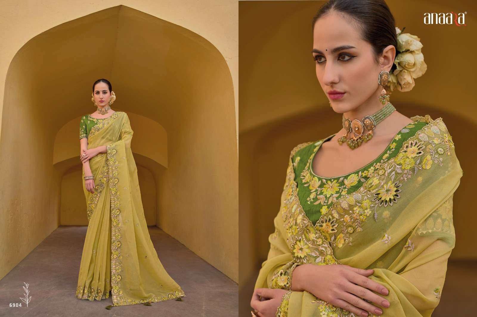 TATHASTU 6900 SERIES SILK WITH HEAVY HAND WORK SAREE SUPPLIER IN SURAT