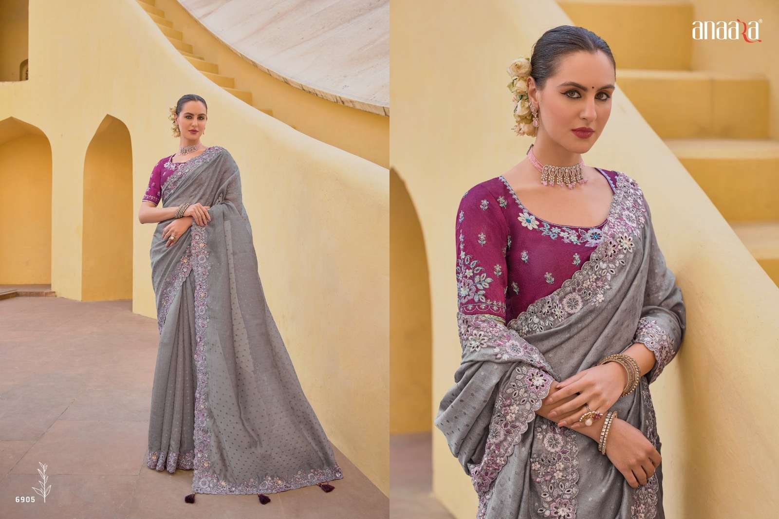 TATHASTU 6900 SERIES SILK WITH HEAVY HAND WORK SAREE SUPPLIER IN SURAT
