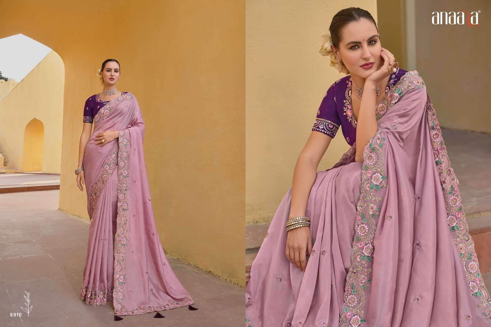 TATHASTU 6900 SERIES SILK WITH HEAVY HAND WORK SAREE SUPPLIER IN SURAT