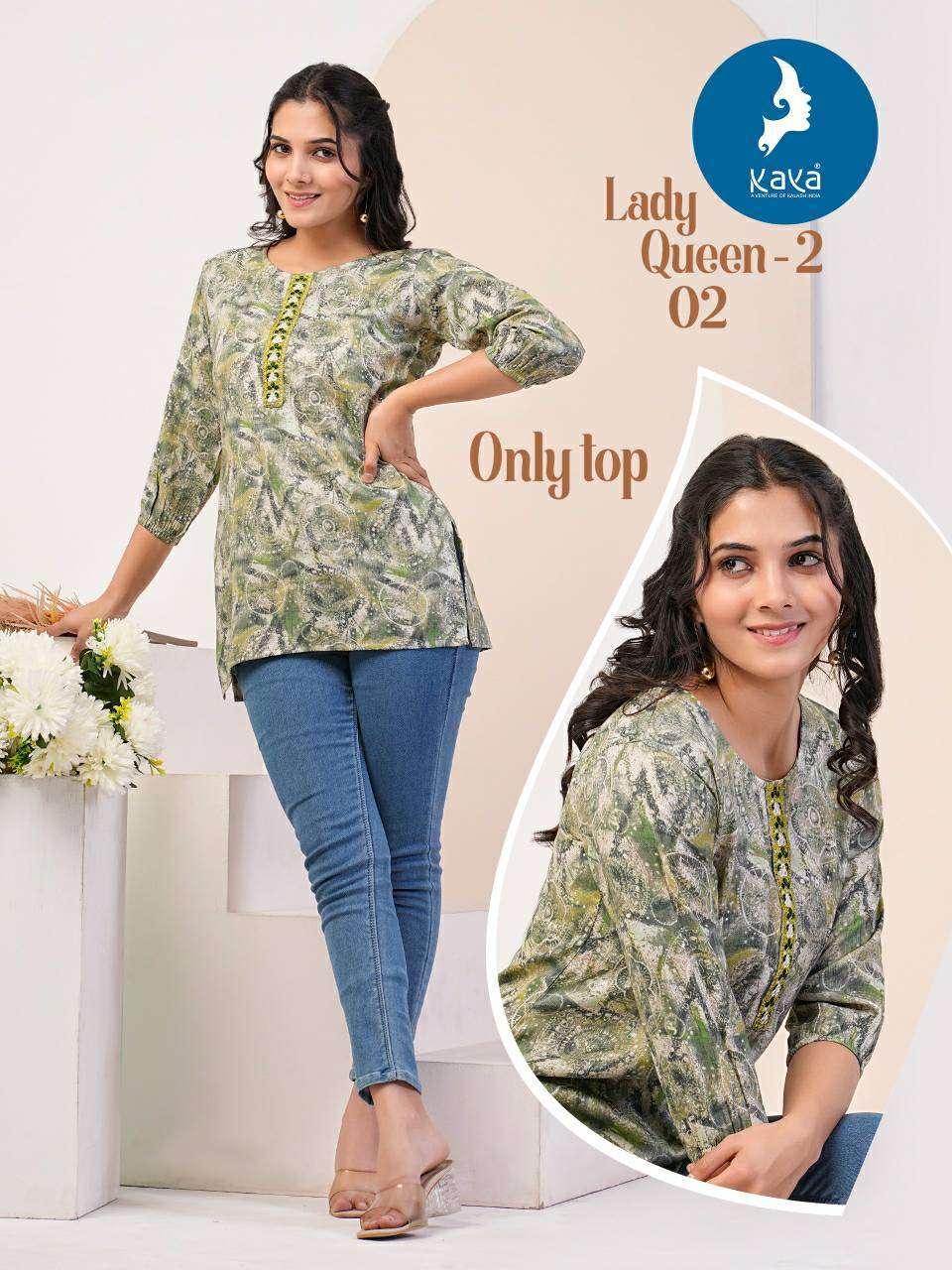 kaya lady queen vol 2 cotton with digital printed readymade sort tops ...