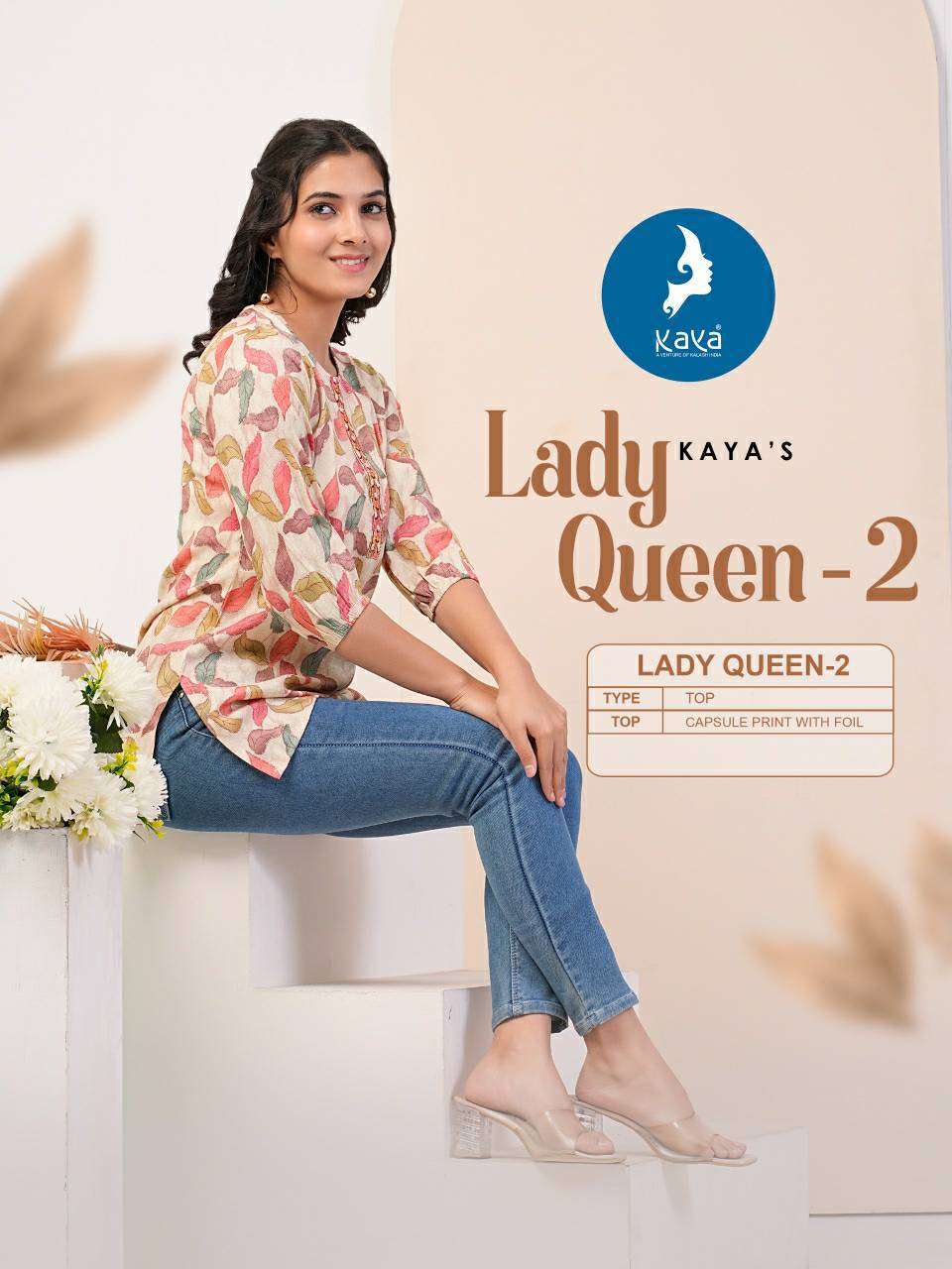 kaya lady queen vol 2 cotton with digital printed readymade sort tops ...