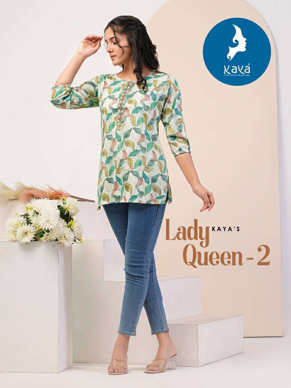 kaya lady queen vol 2 cotton with digital printed readymade sort tops ...