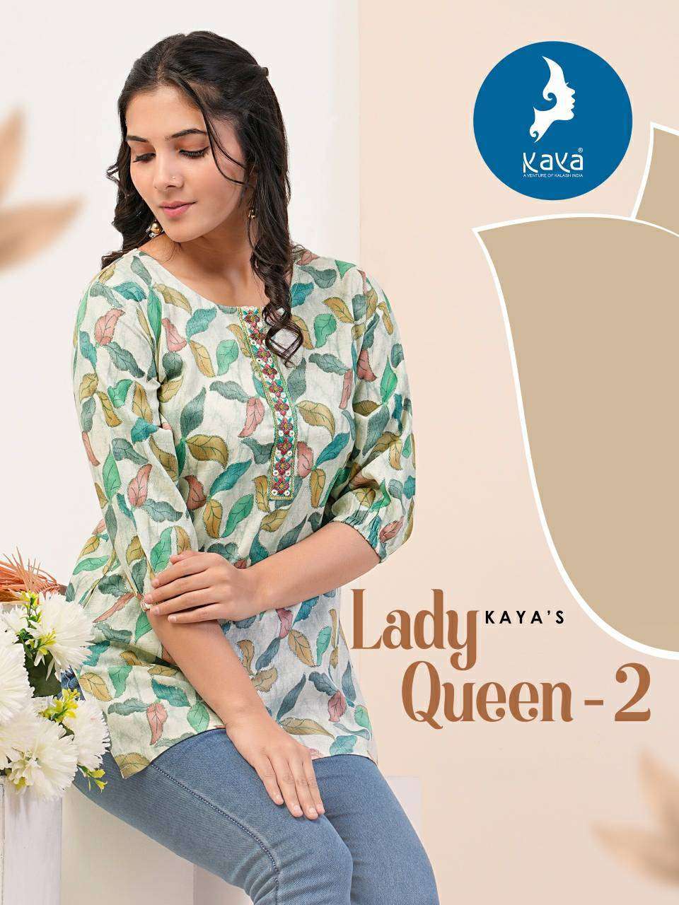 kaya lady queen vol 2 cotton with digital printed readymade sort tops ...