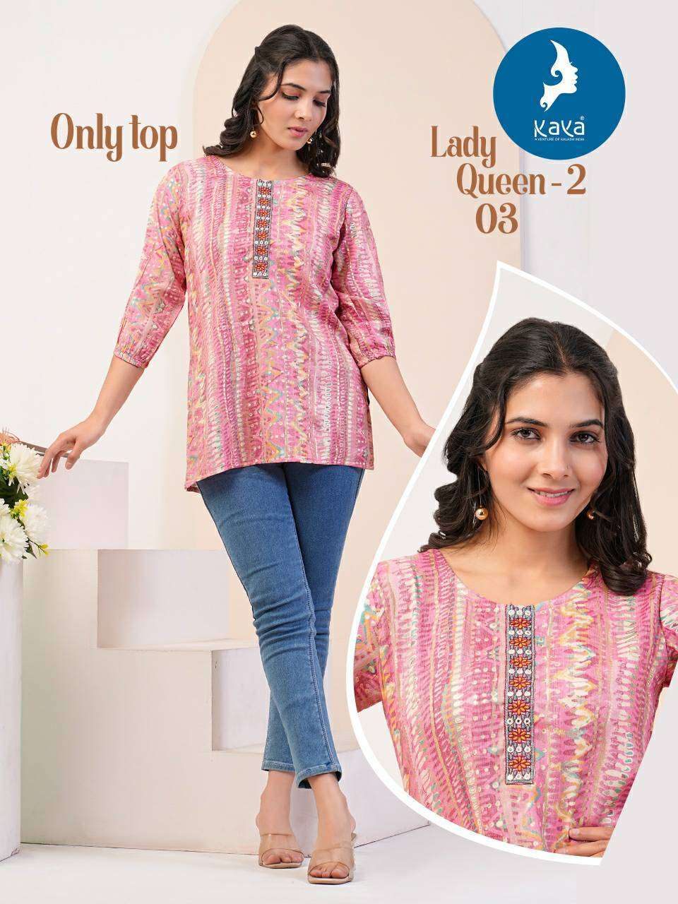 kaya lady queen vol 2 cotton with digital printed readymade sort tops ...
