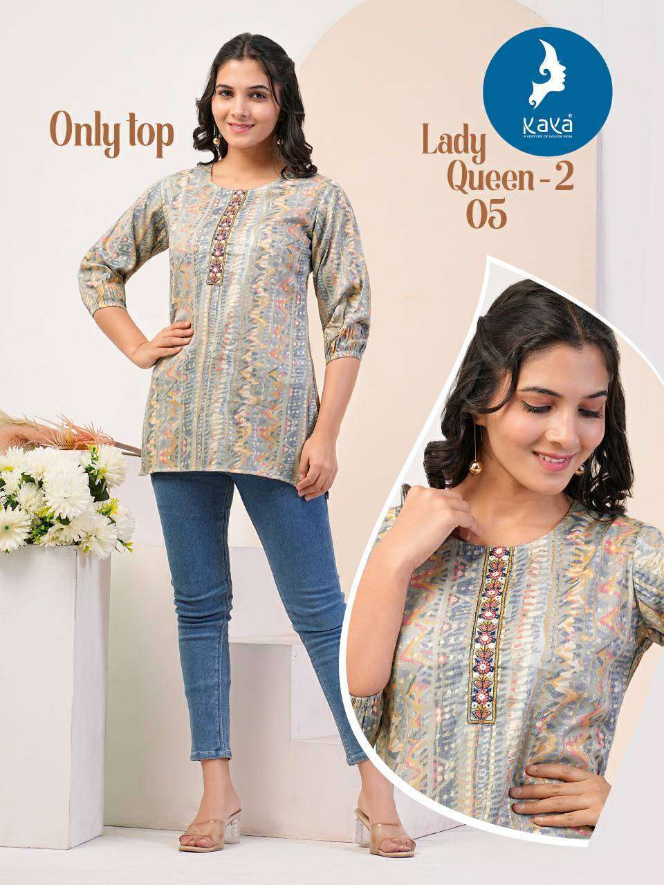 kaya lady queen vol 2 cotton with digital printed readymade sort tops ...