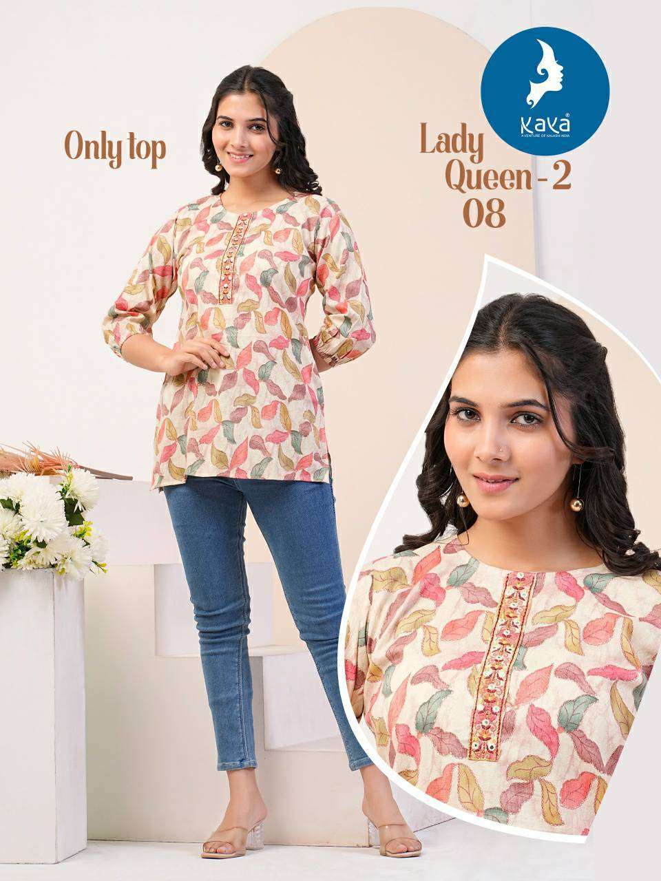 kaya lady queen vol 2 cotton with digital printed readymade sort tops ...