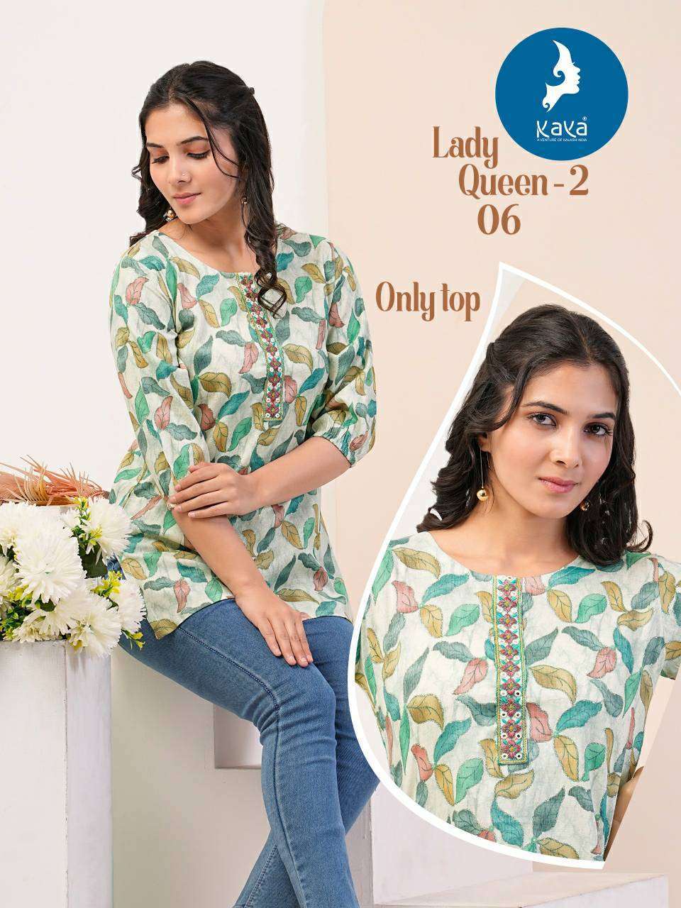 kaya lady queen vol 2 cotton with digital printed readymade sort tops ...