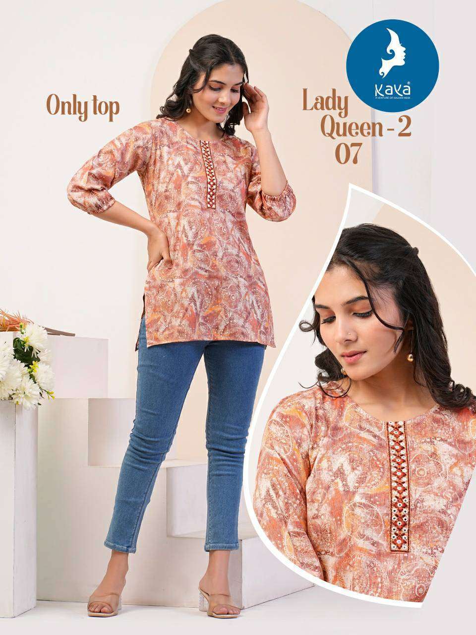 kaya lady queen vol 2 cotton with digital printed readymade sort tops ...