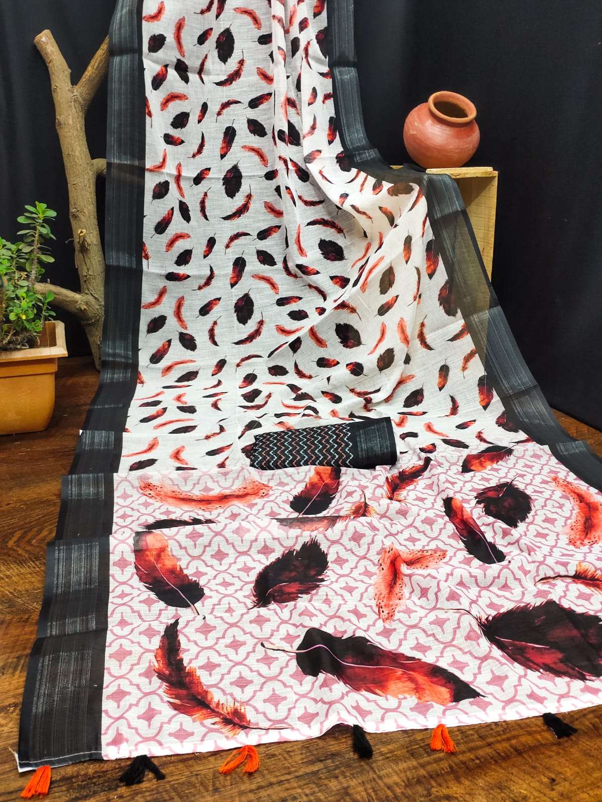 DIGITAL PRINTED COTTON LINEN SAREE COLLECTION 2024