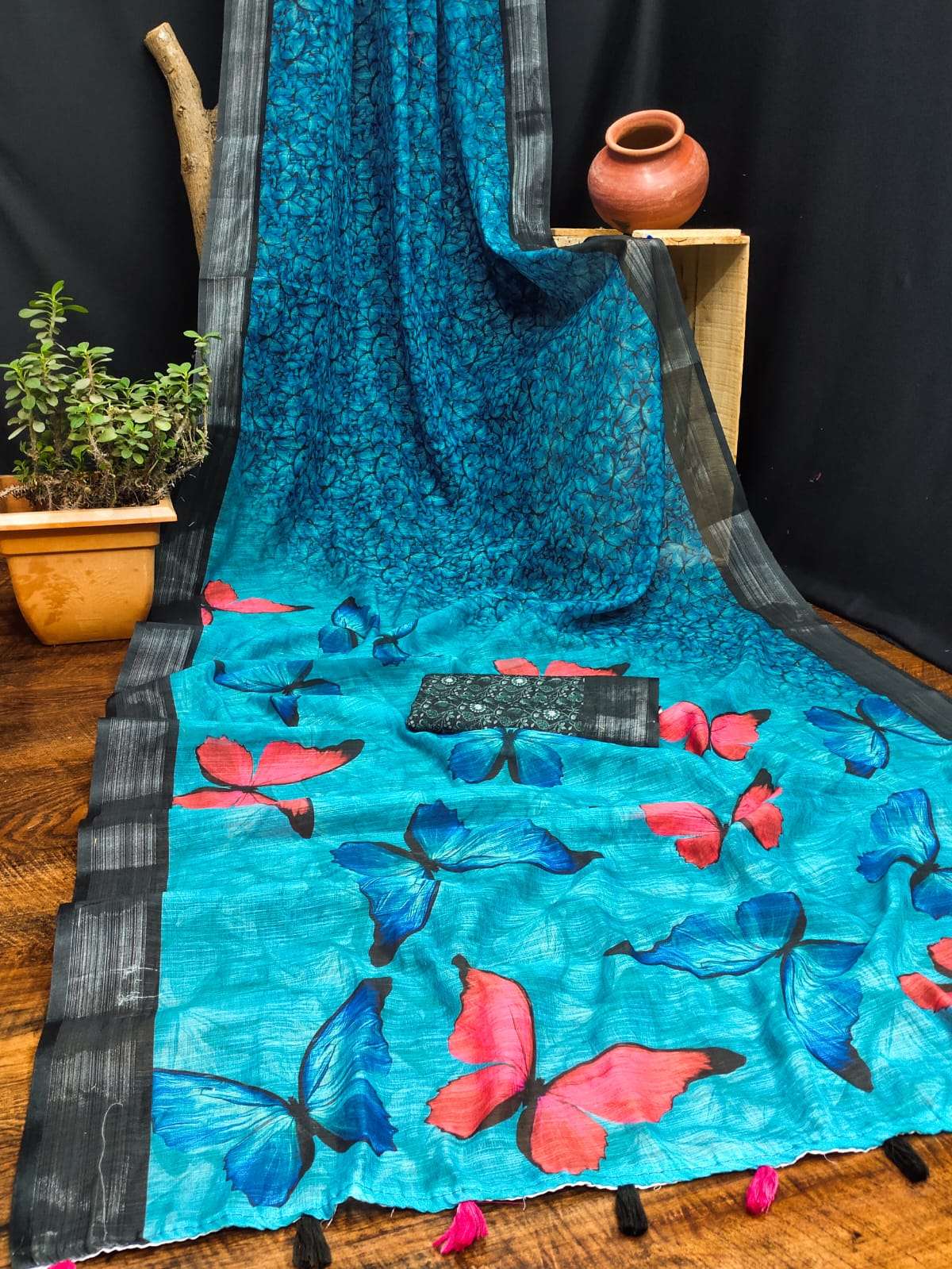 DIGITAL PRINTED COTTON LINEN SAREE COLLECTION 2024