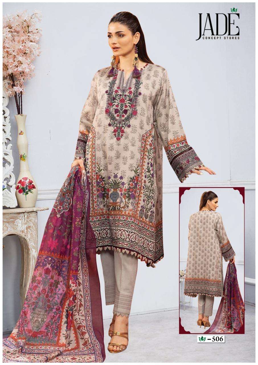 JADE CRIMSON EXCLUSIVE HEAVY LAWN COLLECTION VOL 5 COTTON PRINTED SUITS