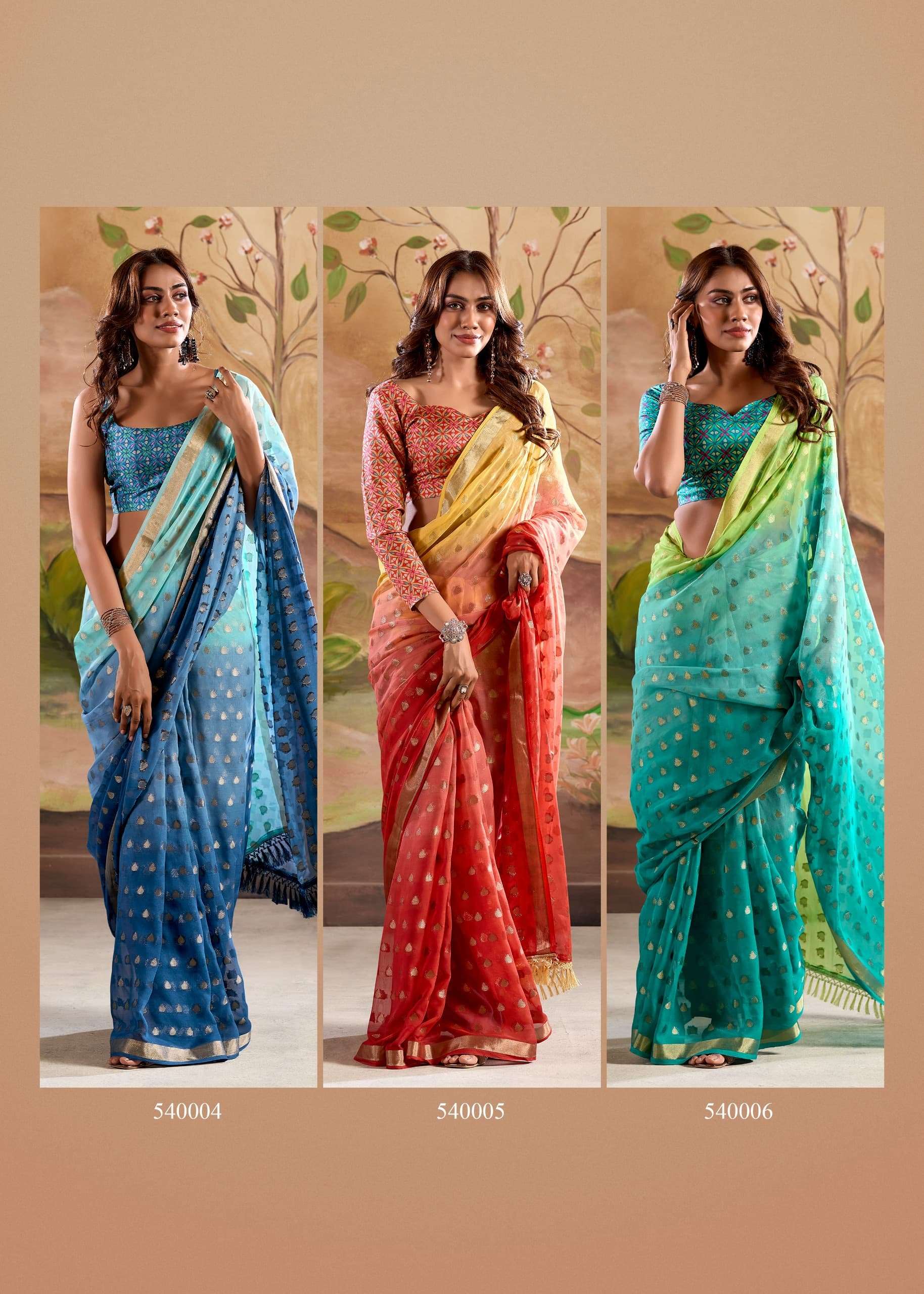 RAJPATH MERIGOLD GEORGETTE WITH BANARASI BUTTA DESIGN SAREE COLLECTION
