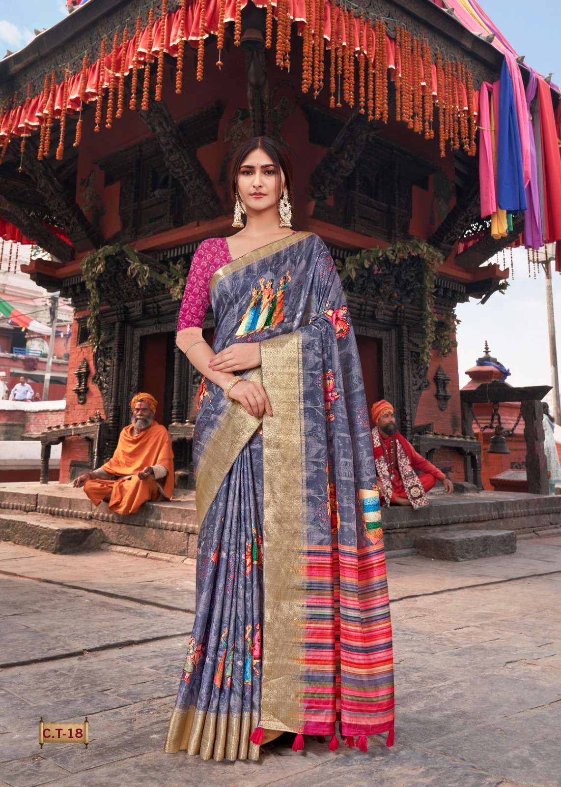 CALINGA TUSSER SILK WITH FANCY LATKAN ATTECH SAREE COLLECTION